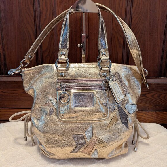 Coach | Bags | Coach Poppy Metallic Gold Star Spotlight Tote Limited ...